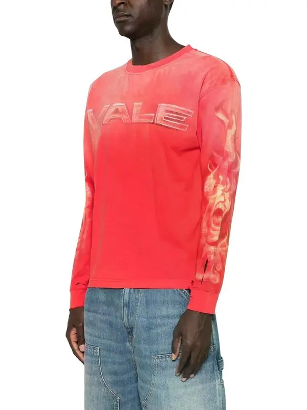 VALE FOREVER Graphic-print Distressed Sweater - Red