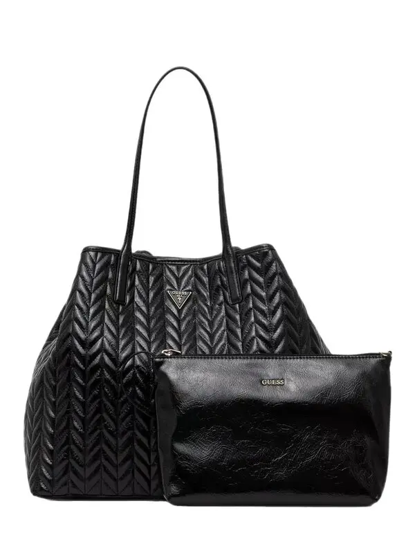 Guess Quilted Logo-plaque Tote Bag - Black