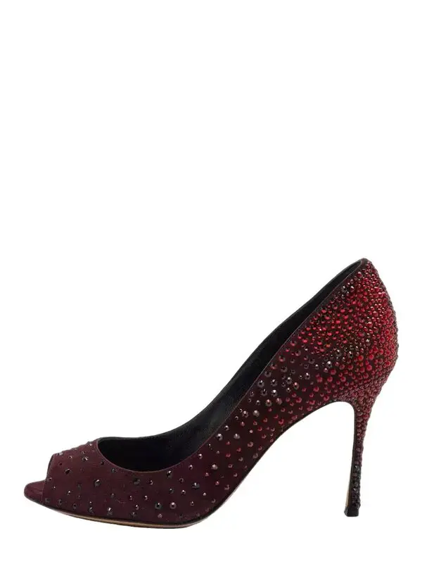 SERGIO ROSSI Crystal-embellished Peep-toe Pumps - Red