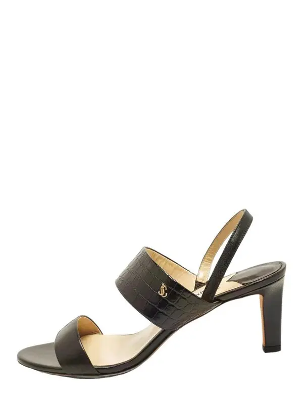 JIMMY CHOO Croc-effect Leather Sandals - Black