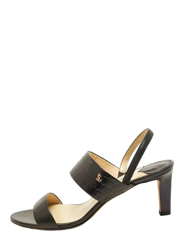 JIMMY CHOO Croc-effect Leather Sandals - Black