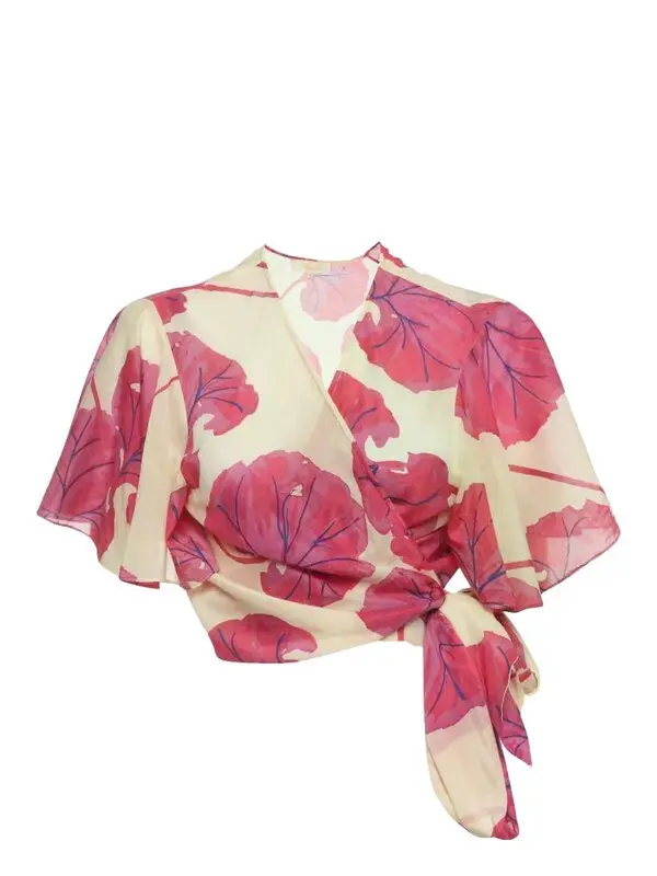 Diane Von Furstenberg Hailey Floral-print Wrap Blouse - Neutrals