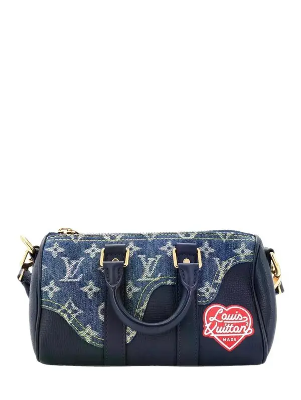 LOUIS VUITTON Nigo Keepall Bandouliere Monogram Denim And Taurillon Leather Xs Shoulder Bag - Blue