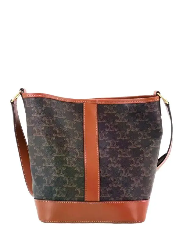 Celine Triomphe Coated Canvas Small Bucket Bag - Brown
