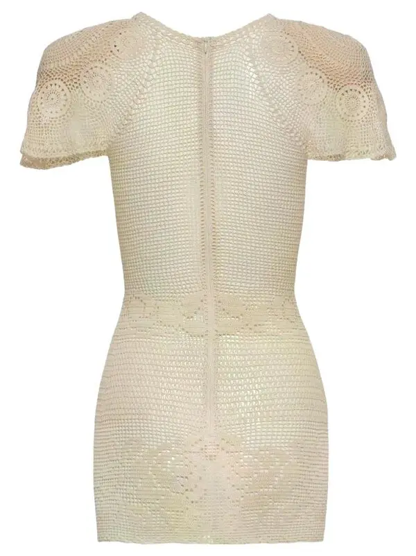 Magda Butrym Crochet Flared-sleeve Mini Dress - Neutrals