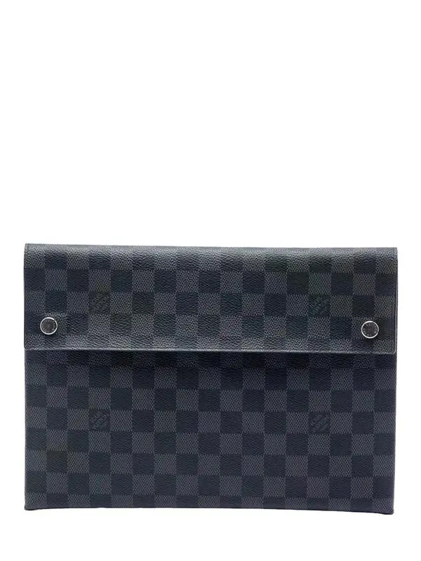 LOUIS VUITTON Damier Graphite Alpha Pochette Gm Clutch Bag - Black