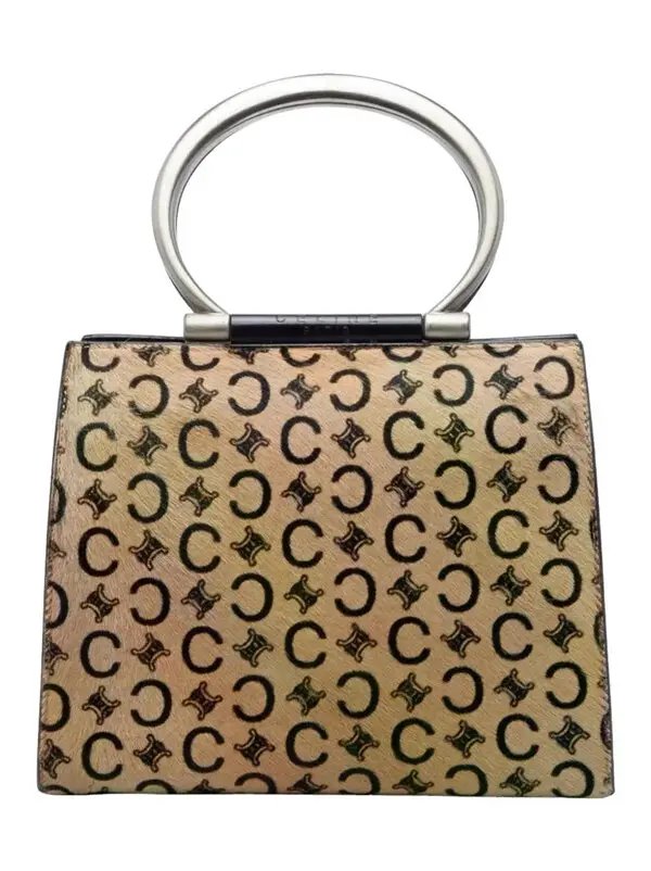 Celine Macadam Pony Hair Top Handle Handbag - Brown
