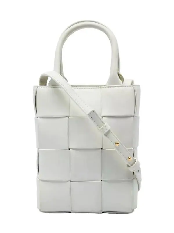 Bottega Veneta Nappa Intrecciato North South Cassette Tote Satchel - White