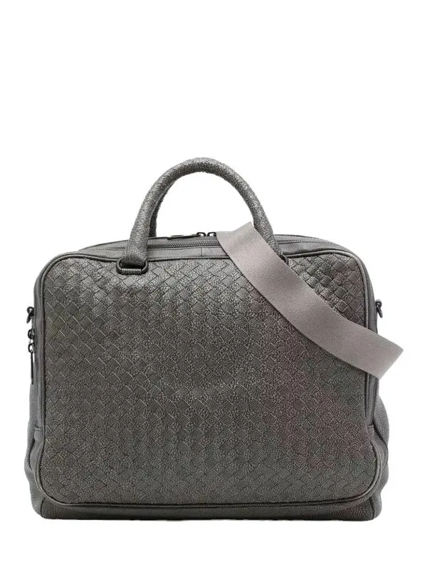 Bottega Veneta Grained Calfskin Intrecciato Business Bag - Grey