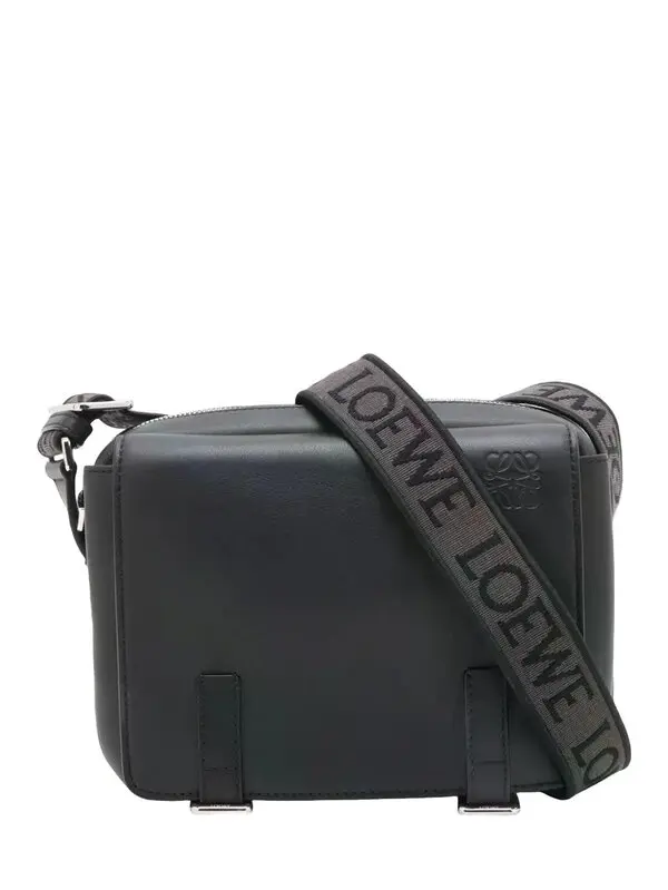 Loewe Supple Smooth Calfskin Military Cross Body Messenger Bag - Black