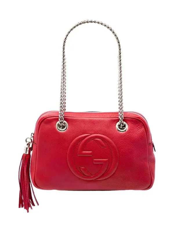 Gucci Calfskin Soho Chain Zip Shoulder Bag - Red