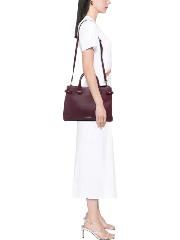 Burberry Medium Leather And House Check Banner Satchel - Red