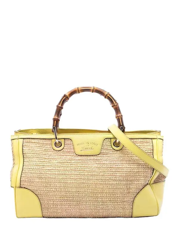 Gucci Raffia Bamboo Shopper Satchel - Neutrals