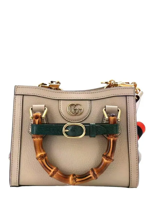 Gucci Diana Mini Bamboo Handle Tote Crossbody Bag - Neutrals