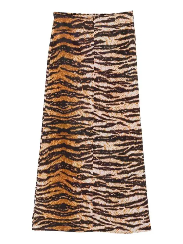 Dolce & Gabbana Tiger-print Maxi Skirt - Brown