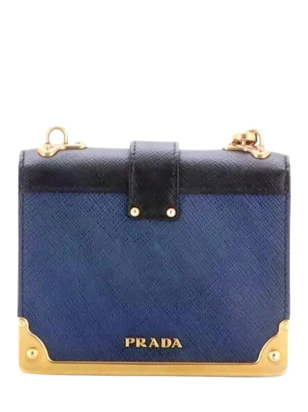 Prada Cahier Embellished Leather Micro Crossbody Bag - Blue