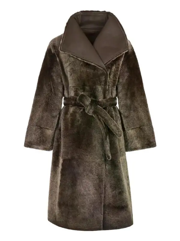 YVES SALOMON Reversible Lacon Shearling Coat - Brown