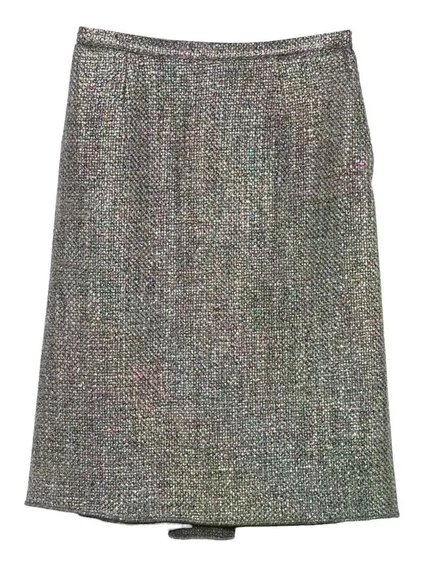 Miu Miu 2000s Tweed-construction Midi Skirt - Grey
