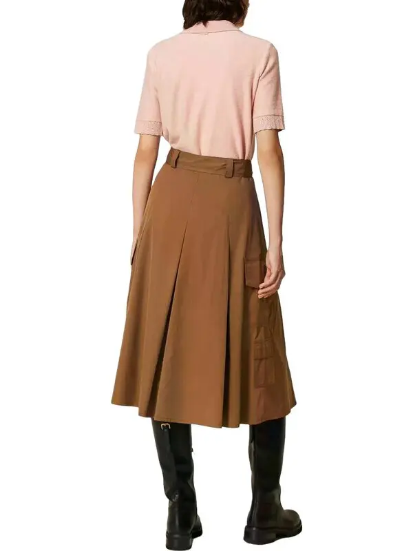 TWINSET Midi Skirt With Cargo Pockets And Detachable Waist Tie - Brown
