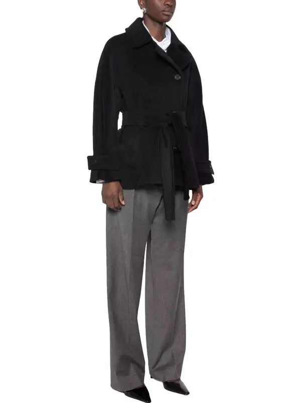 Marella Belted Wool Coat - Black