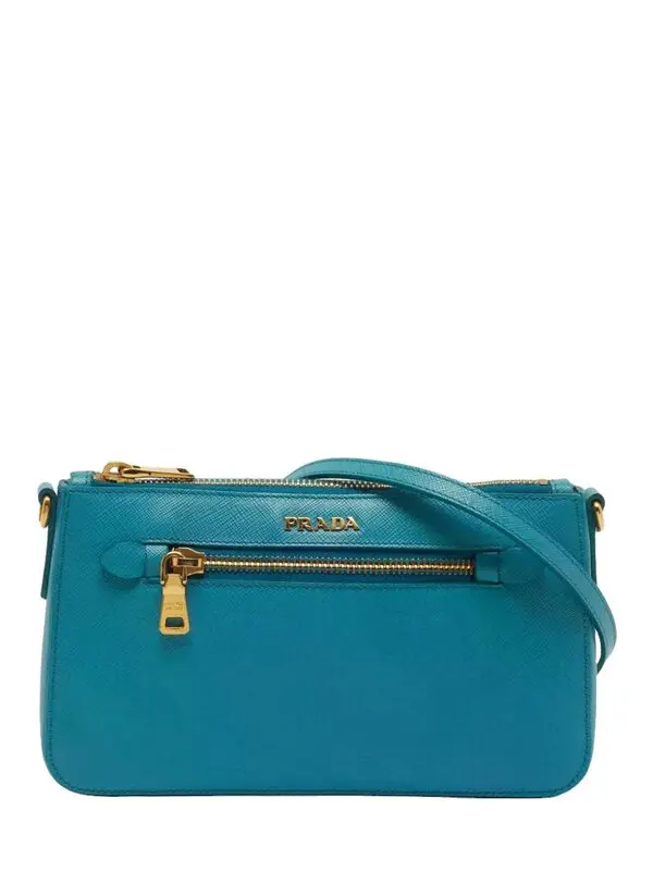 Prada Saffiano Lux Leather Cross Body Bag - Blue