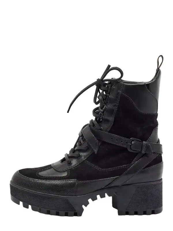 LOUIS VUITTON Laureate Leather Combat Boots - Black