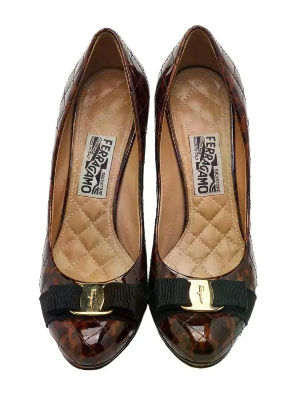 FERRAGAMO Vara Bow Leopard-print Pumps - Brown