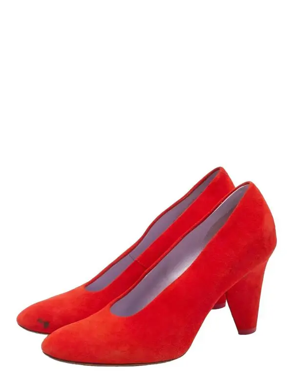 Celine Round-toe Block-heel Pumps - Red