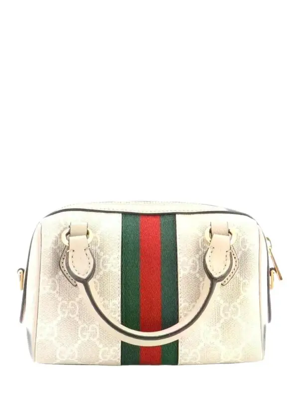 Gucci Ophidia Convertible Boston Bag Gg Coated Canvas Super Mini Satchel - Neutrals