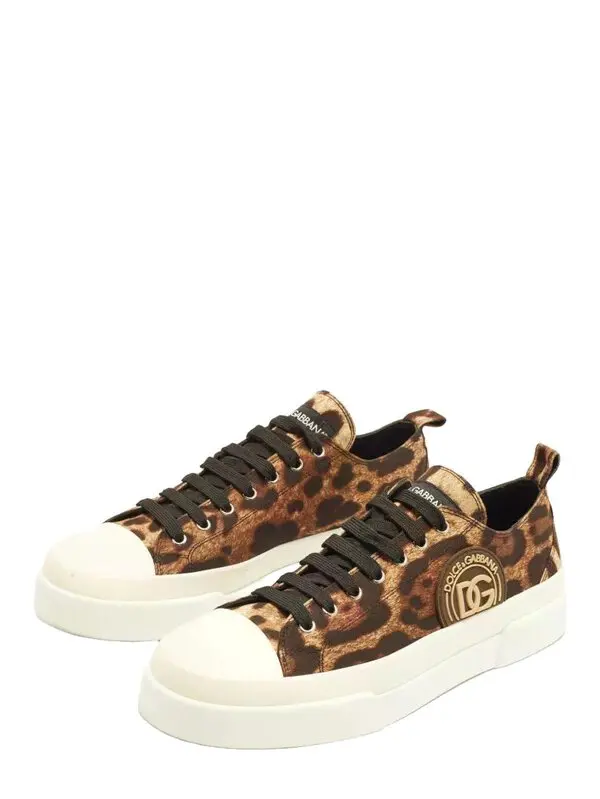 Dolce & Gabbana Portofino Leopard-print Sneakers - Brown