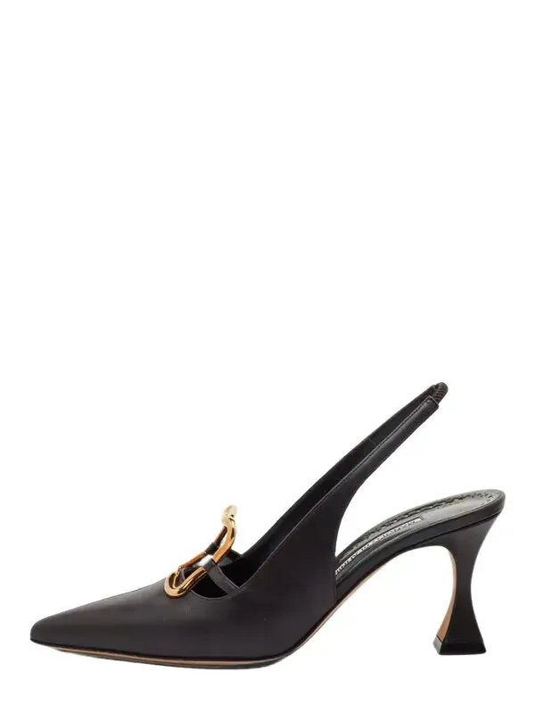 Manolo Blahnik Nikkal Buckle Slingback Pumps - Brown