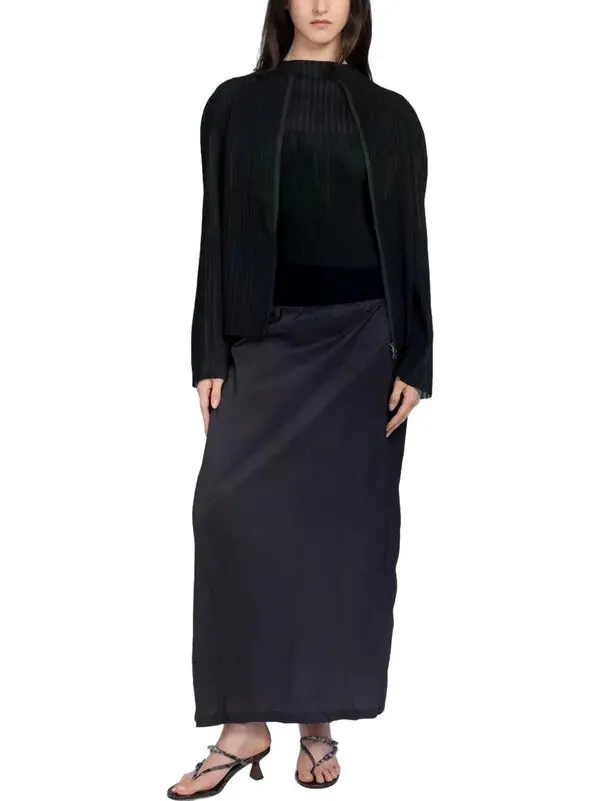 AMOMENTO Pleated Zip-up Cardigan - Black
