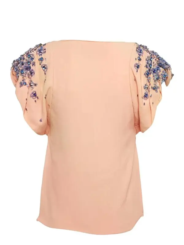 Miu Miu Embellished Crepe T-shirt - Orange