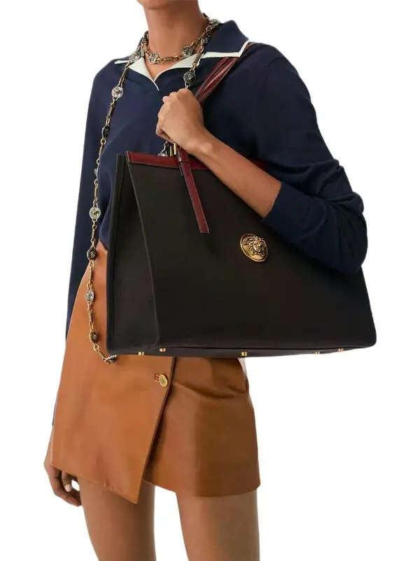 Versace Rivière Large Canvas Tote - Black
