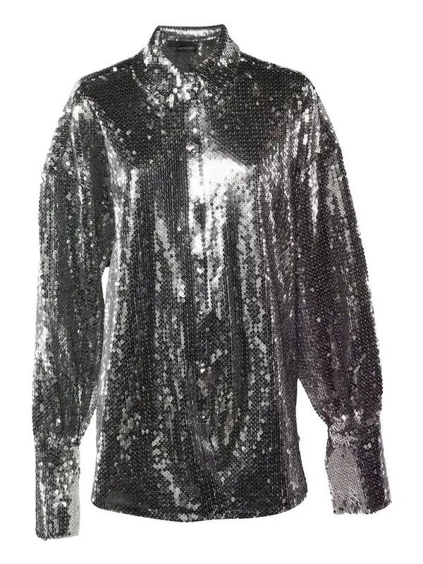 David Koma Sequin-embellished Oversized Shirt - Silver