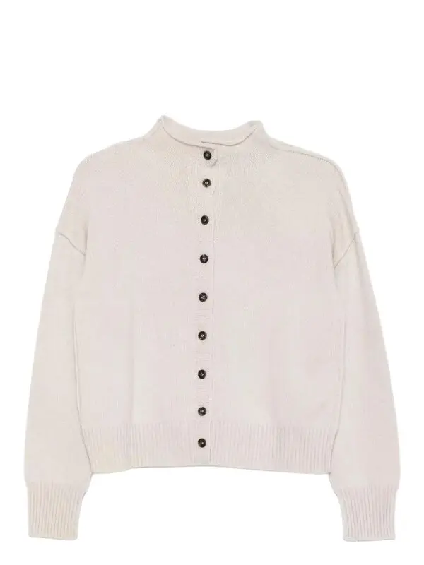 VANISE Button-up Drop-shoulder Cardigan - White