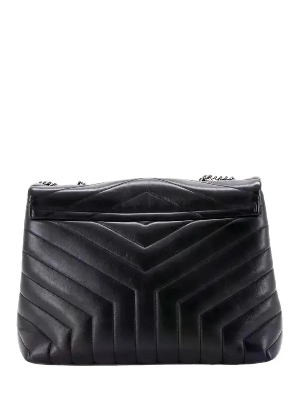 Saint Laurent Loulou Matelassé Chevron Leather Medium Shoulder Bag - Black