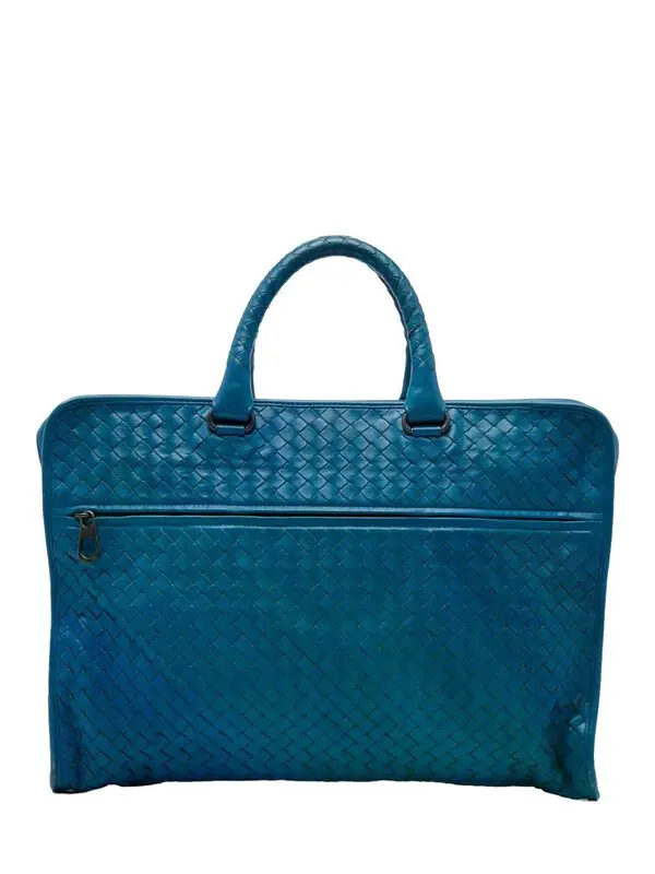 Bottega Veneta Nappa Intrecciato Briefcase Business Bag - Blue
