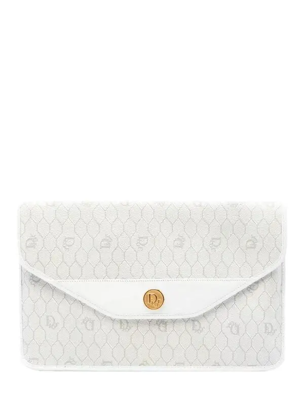 Dior Honeycomb Coated Canvas Clutch Bag - White