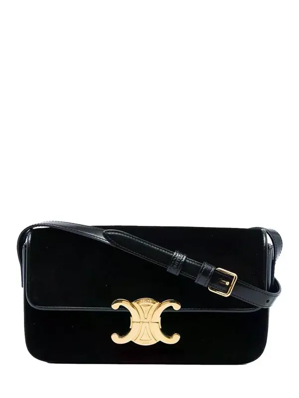 Celine Velvet Claude Shoulder Bag - Black