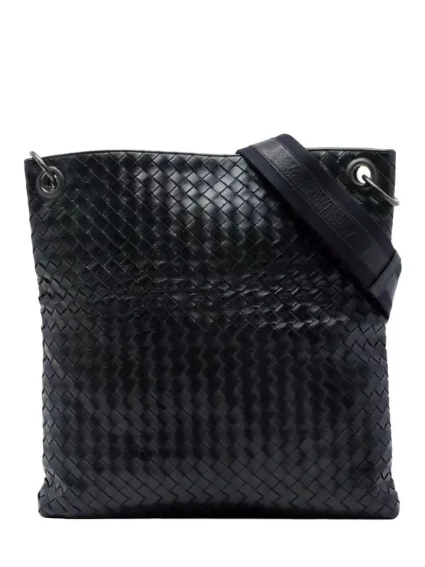 Bottega Veneta Nappa Intrecciato Cross Body Bag - Black
