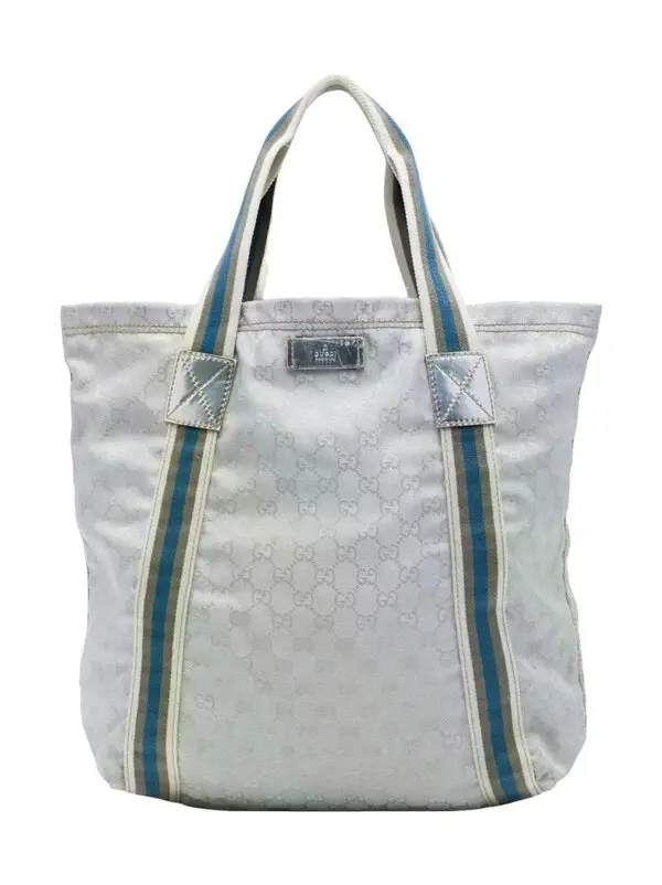 Gucci Gg Canvas Web Tote Bag - Grey