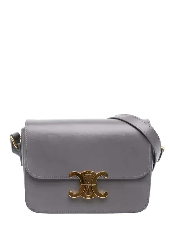 Celine Teen Shiny Calfskin Triomphe Cross Body Bag - Grey