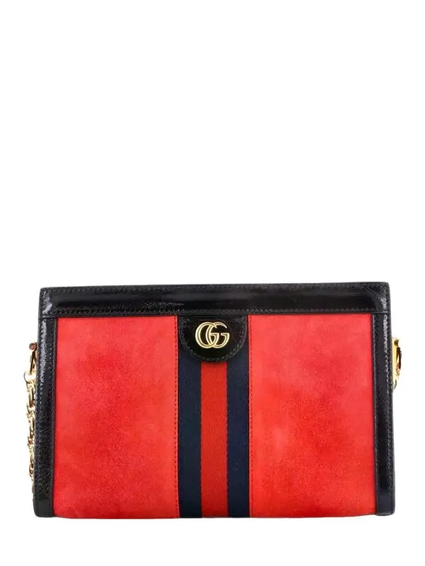 Gucci Ophidia Chain Shoulder Bag Suede Medium Cross Body Bag - Red