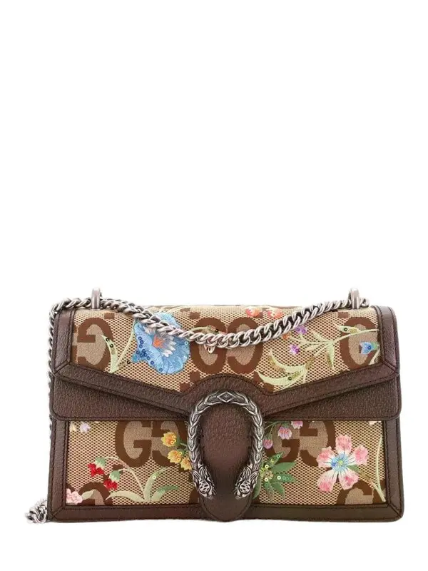 Gucci Dionysus Bag Embroidered Jumbo Gg Canvas Small Shoulder Bag - Brown