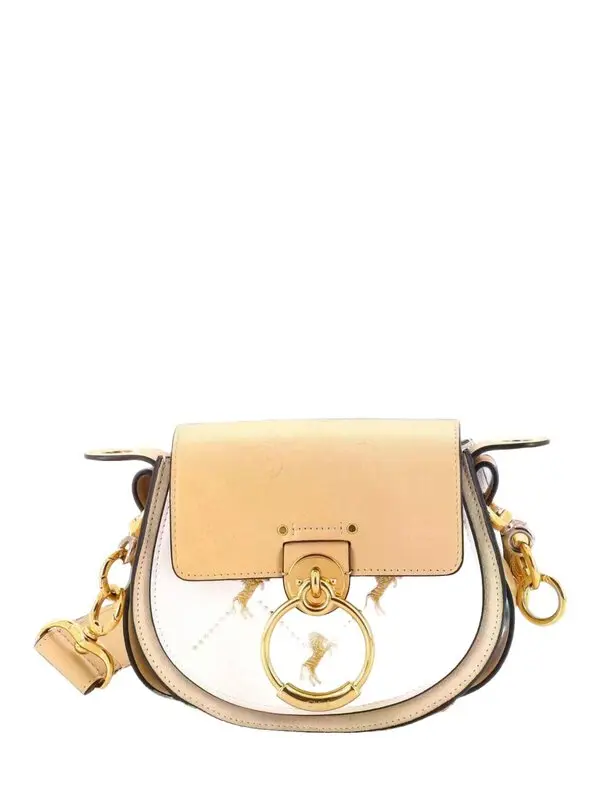 Chloé Tess Embroidered Leather Small Cross Body Bag - Neutrals