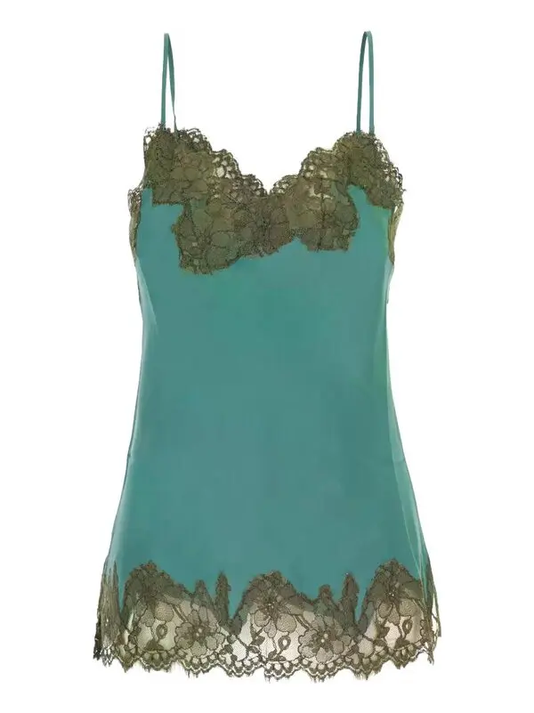 Gold Hawk Marilyn Bias Lace-trim Top - Blue
