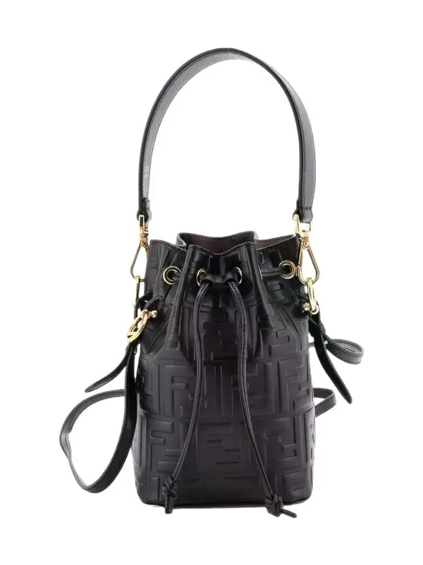 Fendi Mon Tresor Zucca Embossed Leather Mini Bucket Bag - Black