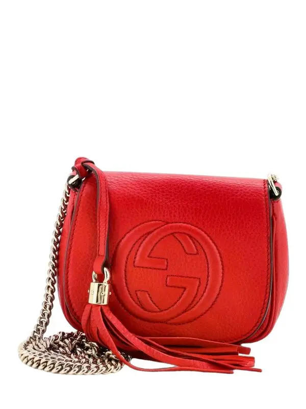 Gucci Soho Chain Leather Small Crossbody Bag - Red
