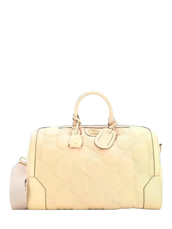 Gucci Convertible Boston Top Handle Bag Gg Matelasse Leather Medium Travel Bag - Neutrals